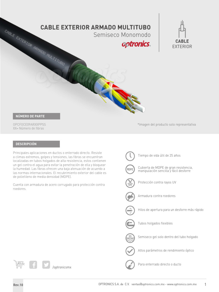 76.cable Exterior Armado Multitubo SM Semiseco 6-144 Fibras | PDF ...