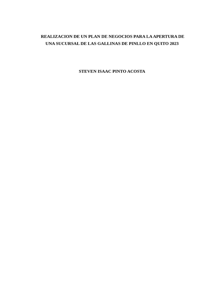 Ejemplo Isaac Pinto Pan de Negocios | PDF | Análisis FODA | Plan de ...