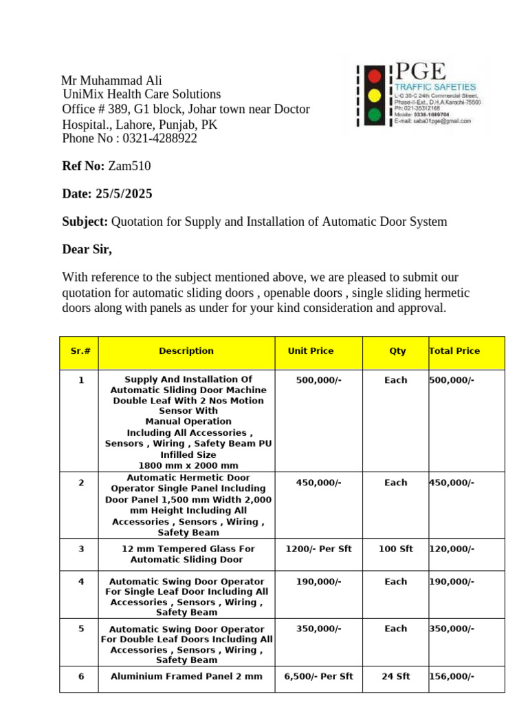 Muhammad ALi UniMix Automatic Sliding Door | PDF | Door | Building Engineering
