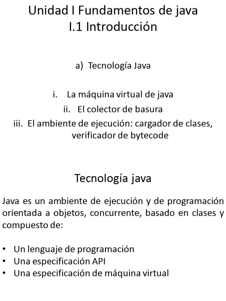 Unidad I.1.a Fundamentos de Java | PDF | Java (lenguaje de programación) | máquina virtual de Java