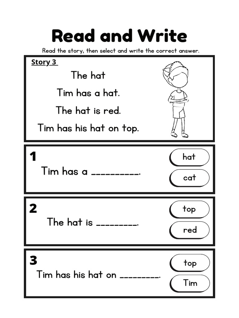 Simple Decodable Read and Write Sentence Comprehension Worksheet | PDF