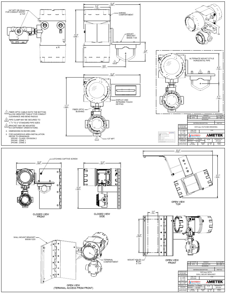 Oxyvisor Outline Drawing: Oxyvisor Part No. For | PDF | Mechanical Engineering | Equipment