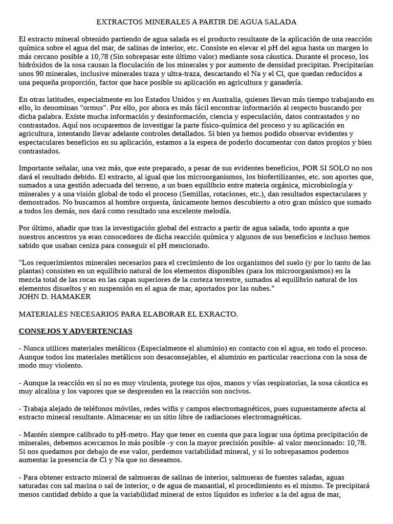Elaboracion Ormus | PDF | Agua | Agua de mar