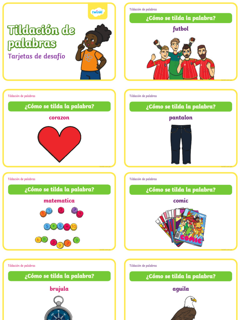 Tarjetas para Poner Tilde - Acentuación | PDF