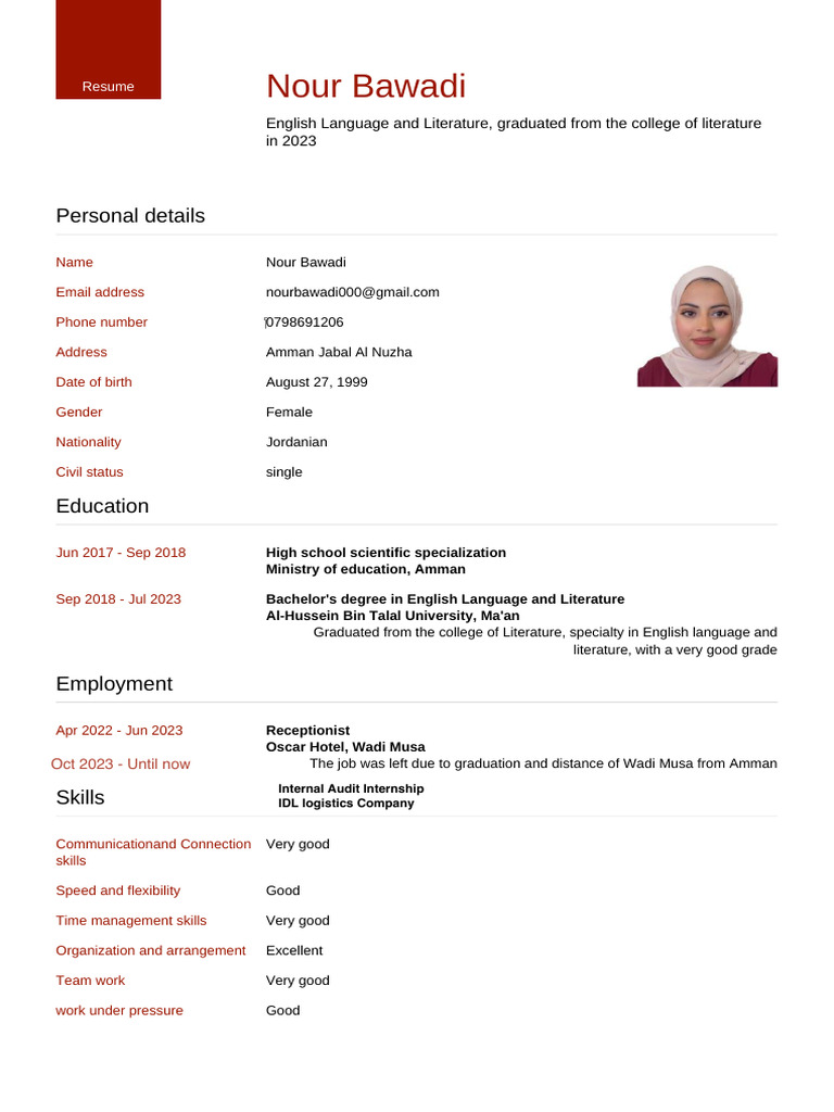 Resume Nour Bawadi | PDF