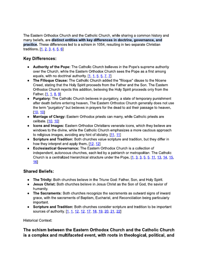 Eastern Orthodoxy Vs Catholics | PDF