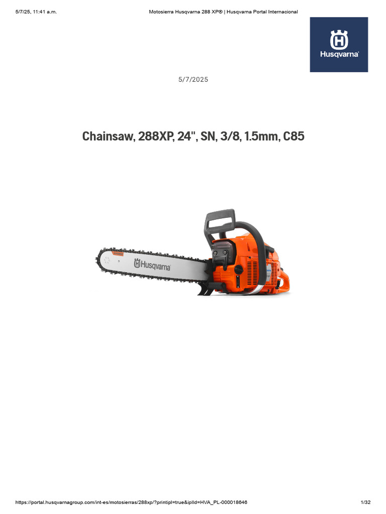 Husqvarna 288 XP Chainsaw Parts List | PDF | Engines | Internal ...