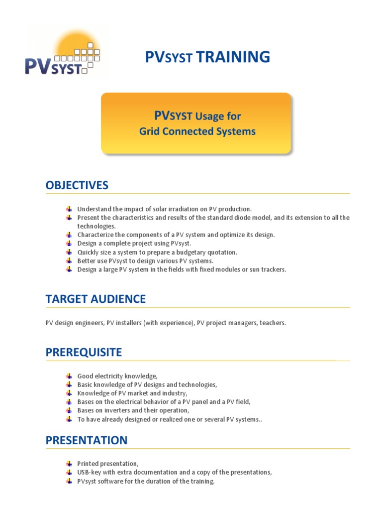 Pvsyst Training Program | PDF | Photovoltaic System | Energy And Resource