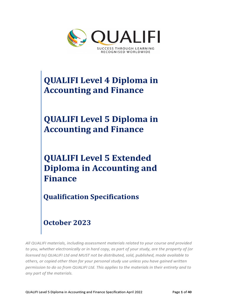 QUALIFI Level 5 Diploma in Accounting | PDF | Educational Assessment ...