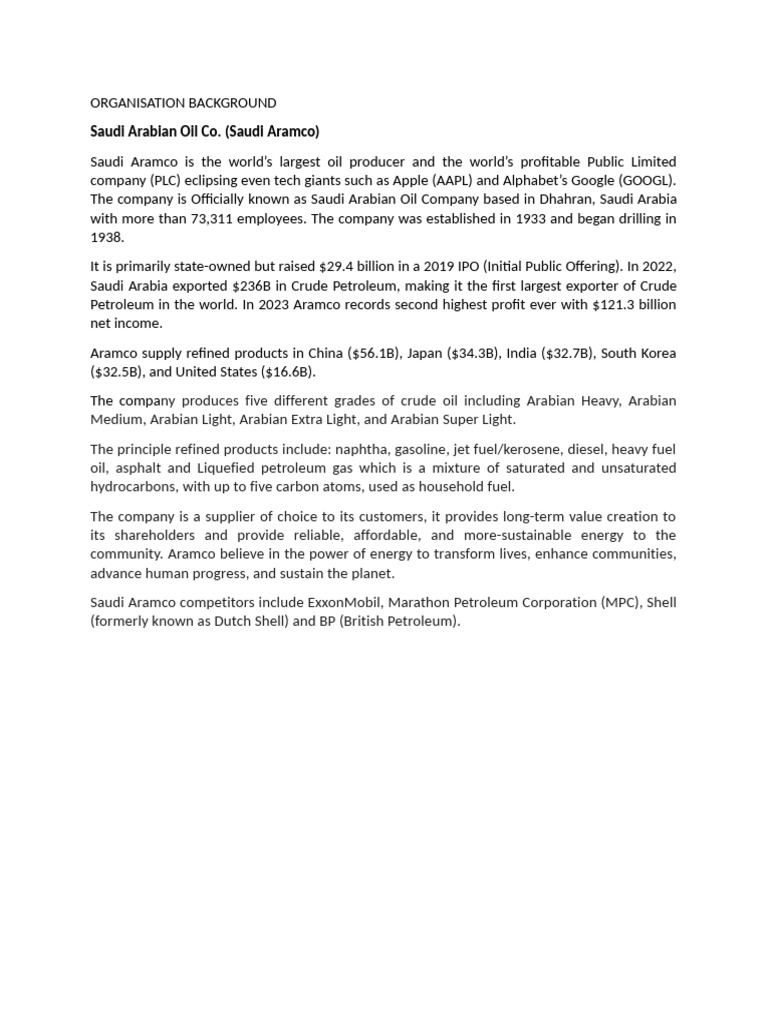 Aramco Background | PDF