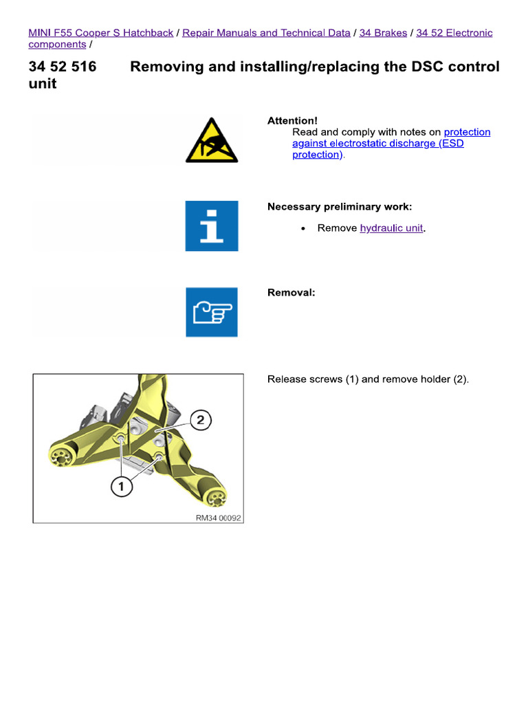 34 52 516 Removing and Installing - Replacing The DSC Control Unit | PDF
