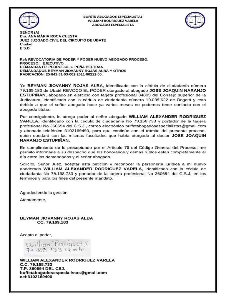 Revocatoria de Poder y Nuevo Podel Logo | PDF | Abogado | Justicia