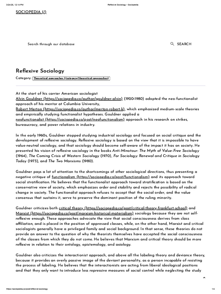 Reflexive Sociology - Sociopedia | PDF | Sociology | Deviance (Sociology)