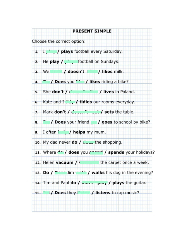 Quiz Simple Present and Present Perfect | PDF