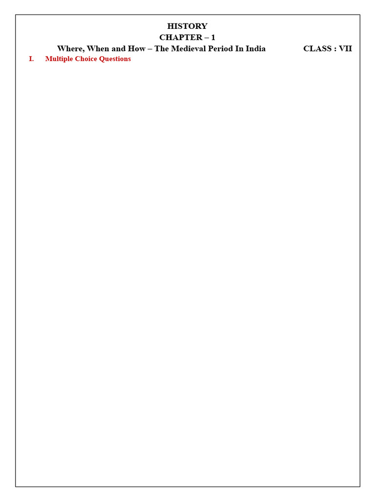 History Chapter - 1 (Where, When and How) | PDF | Reason | Persian Language