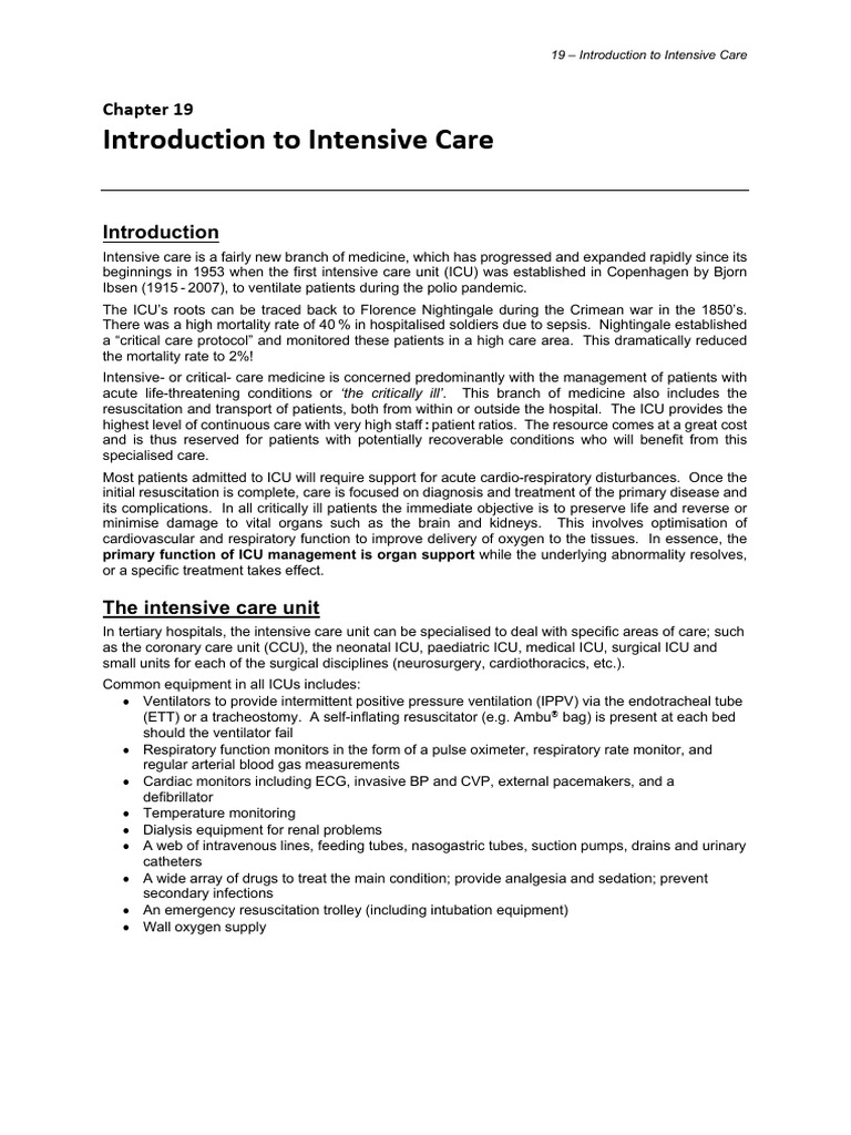 ICU Care for Critically Ill Patients | PDF | Intensive Care Unit ...