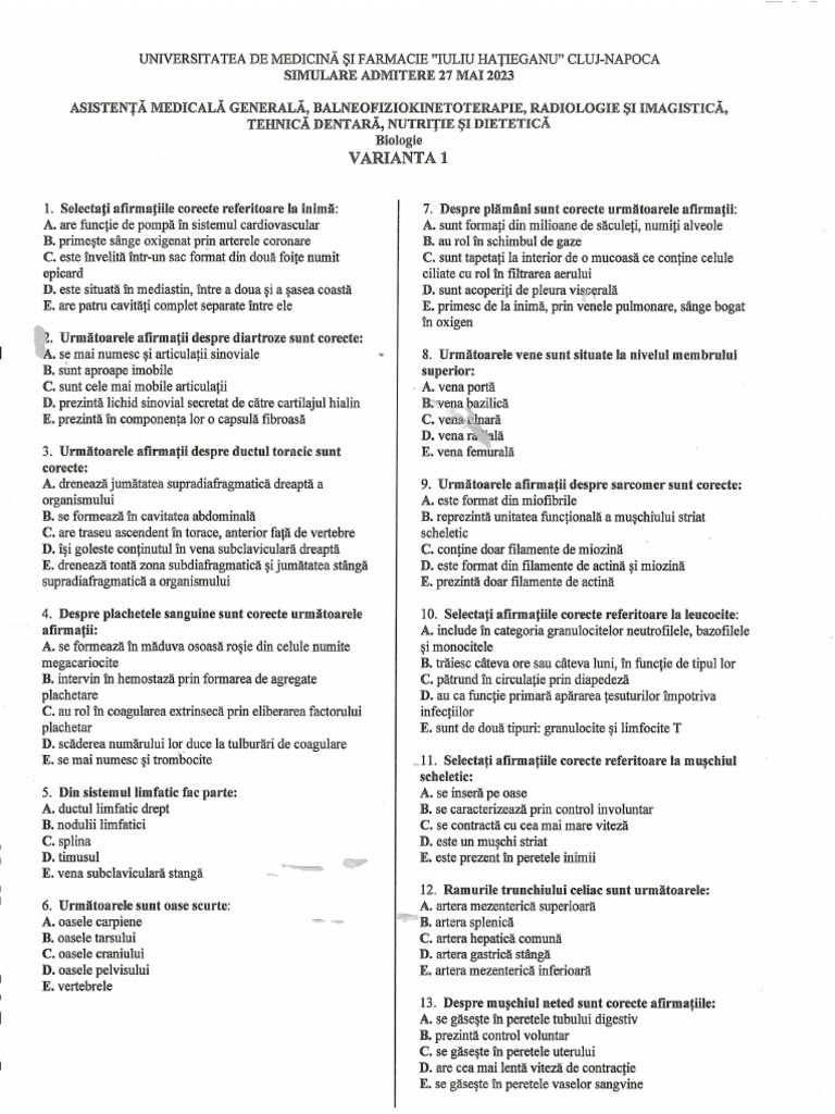 Simulare AML Mai 2023 | PDF