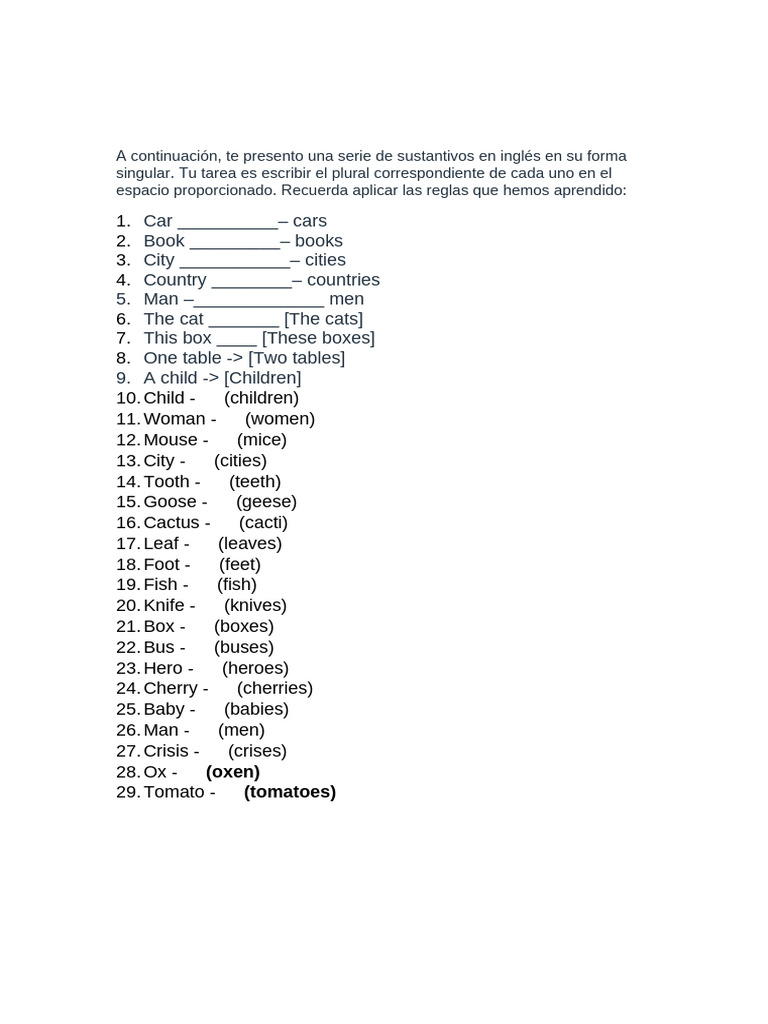 7 Reglas Principales para La Formación Del Plural | PDF