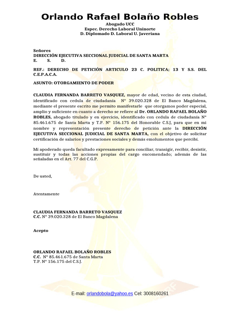 Poder Claudia Barreto Rama Judicial | PDF