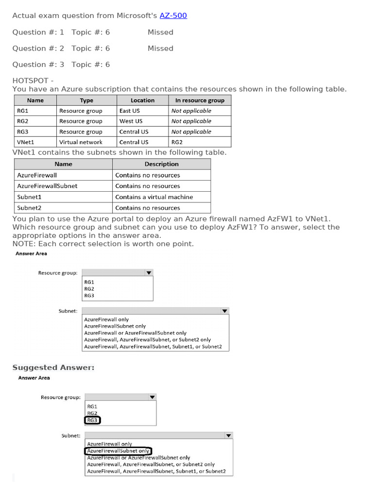Examtopics Microsoft's AZ-500 Topic6 | PDF | Microsoft Azure | Computer Network