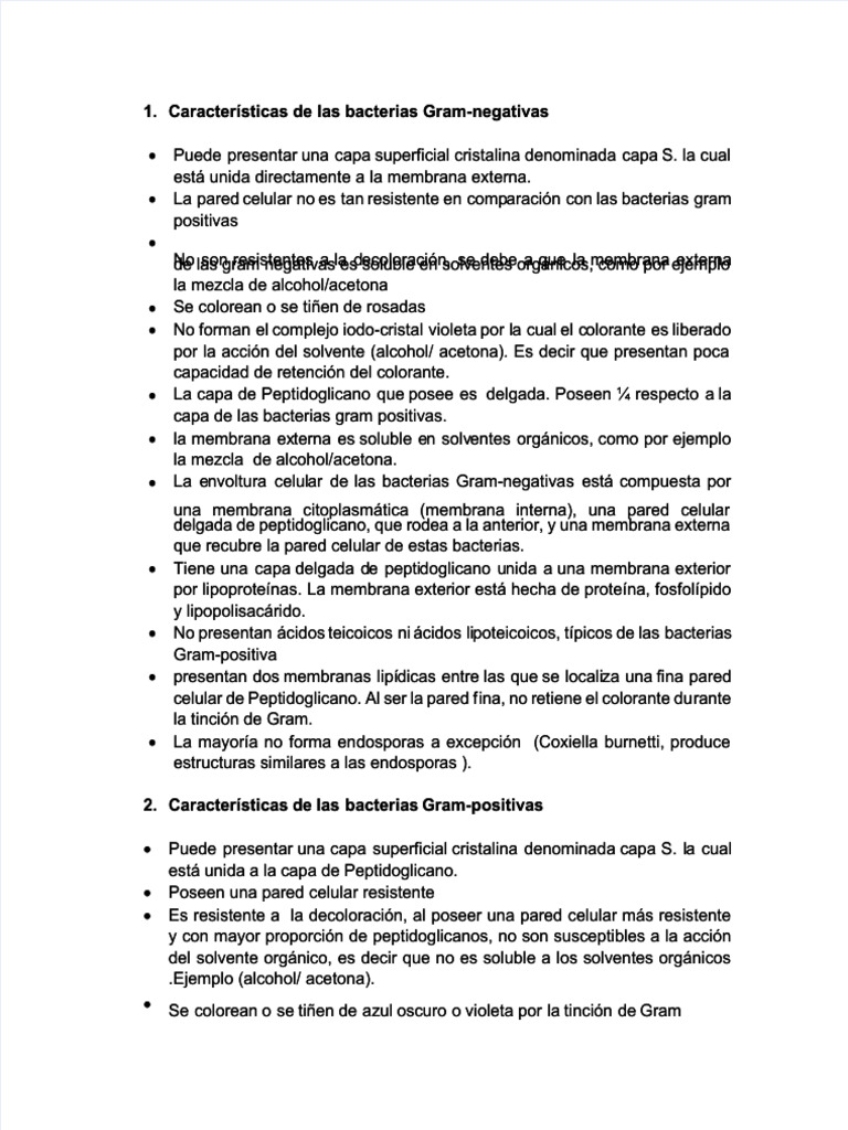 Diferencias entre Bacterias Gram+ y Gram- | PDF | Bacterias Gram ...