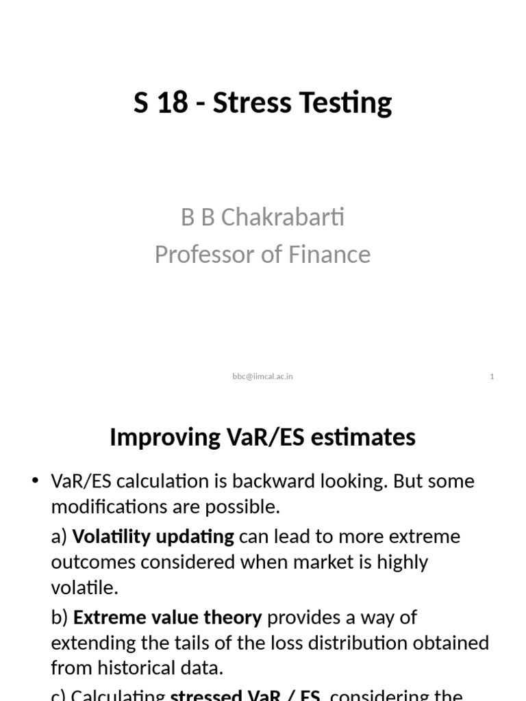 Stress Testing and VaR/ES Improvement Techniques | PDF | Value At Risk ...
