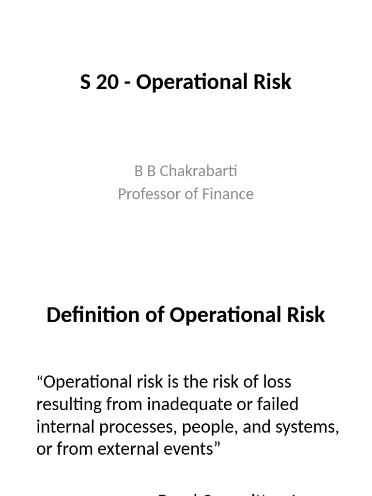 S 20 - Operational Risk | PDF | Operational Risk | Value At Risk