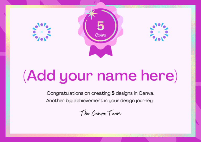 Canva 5 Design Milestone Badge | PDF