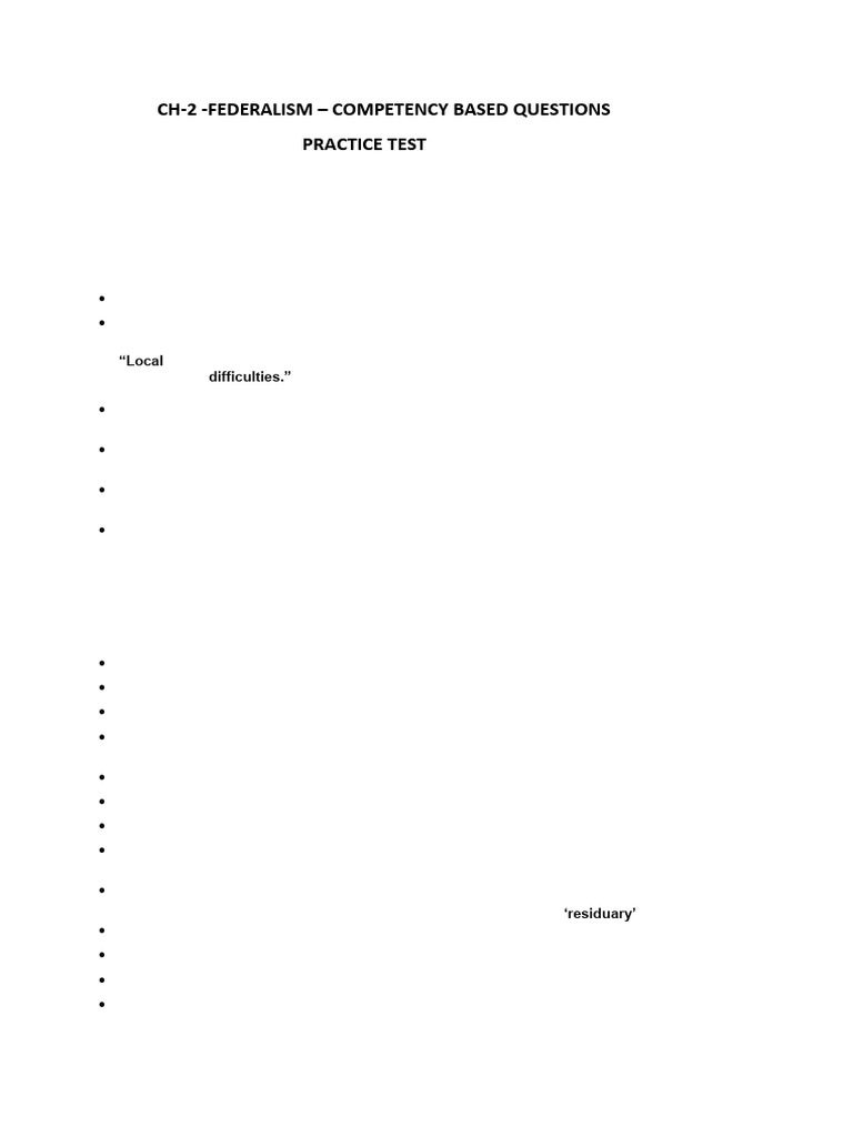 Federalism - Competency Based Question | PDF | Constitution | Political ...