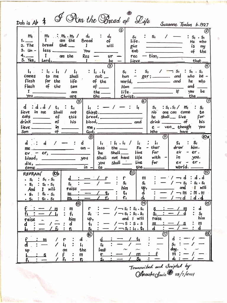 Suzanne Toolan - I Am The Bread of Life | PDF