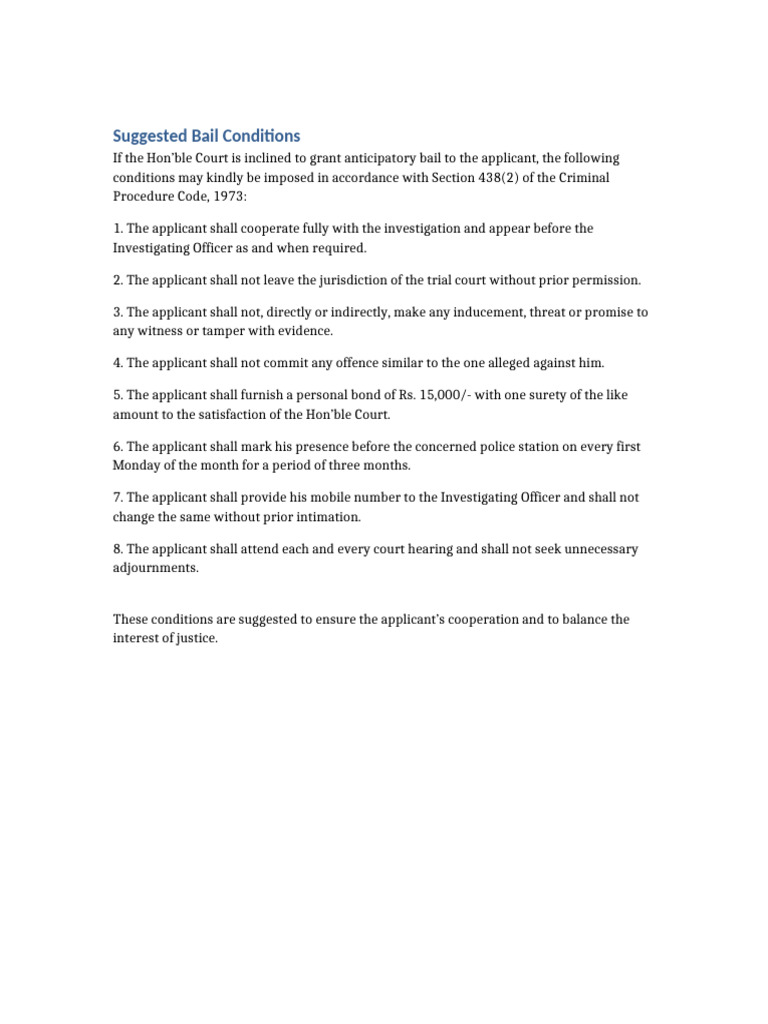 Anticipatory Bail Conditions | PDF