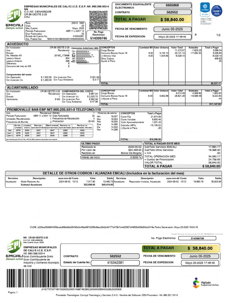 Factura EmCali 68 | PDF | Economias