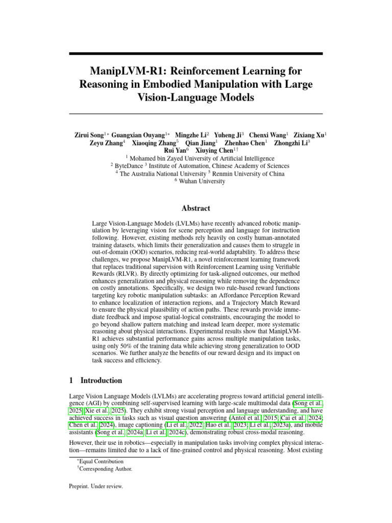 ManipLVM R1Reinforcement Learning For Reasoning in Embodied ...