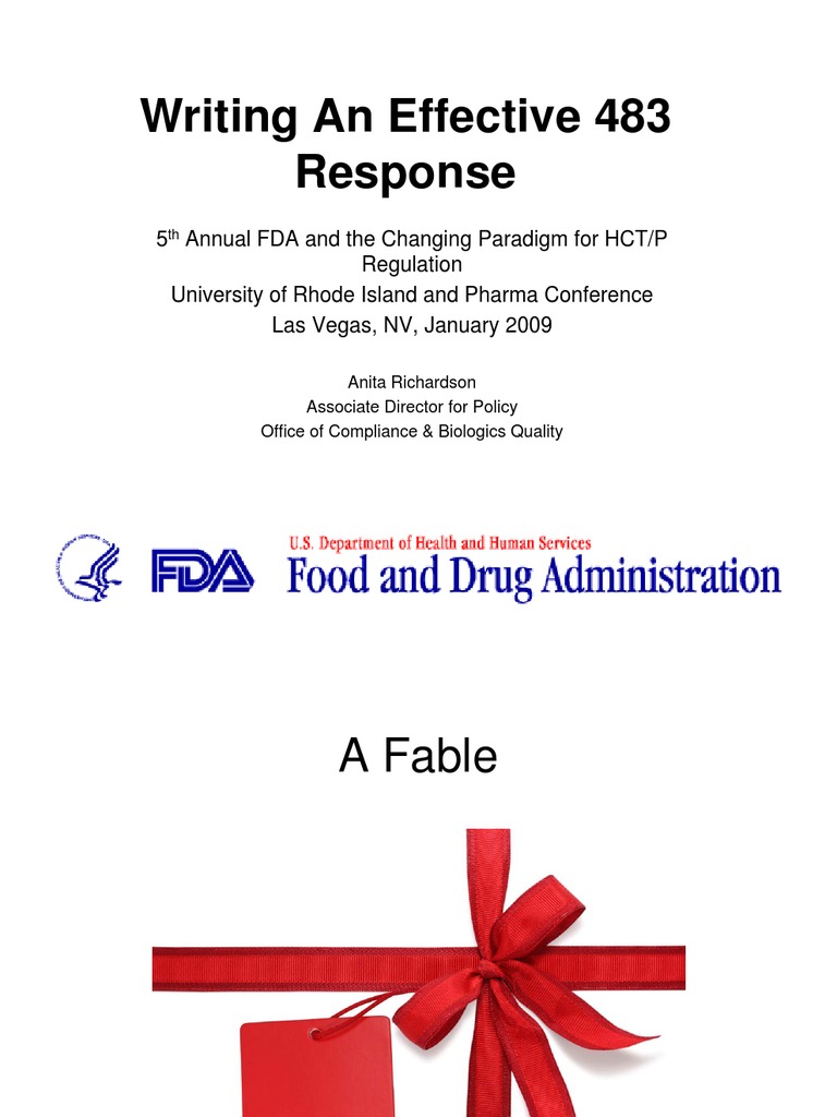 Writing An Effective 483 Response | PDF | Food And Drug Administration ...