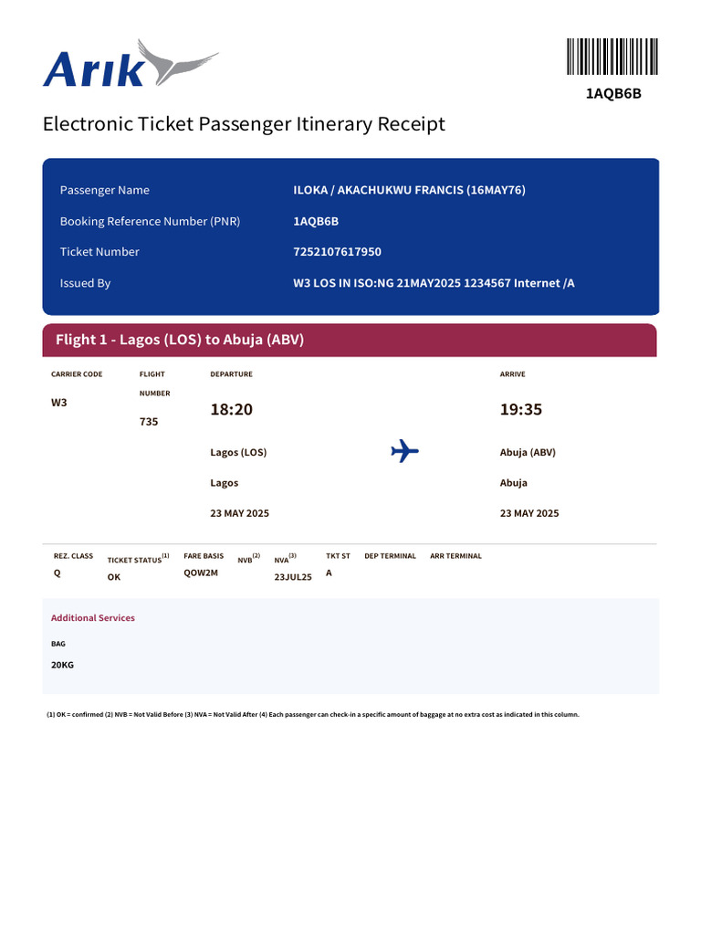 1aqb6b Iloka Tickets | PDF