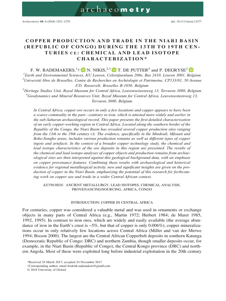 Copper Production in Niari Basin, Congo | PDF | Ore | Lead