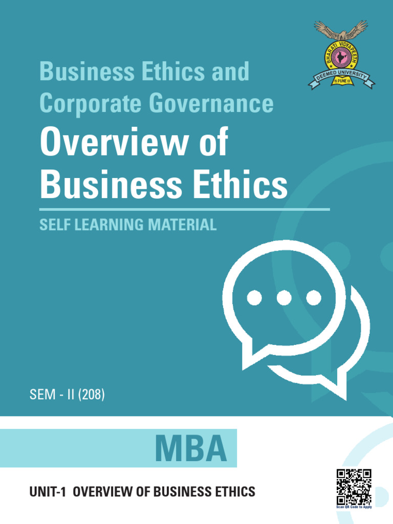 MBA Business Ethics and Corporate Goverance Unit 1 Overview of Business ...