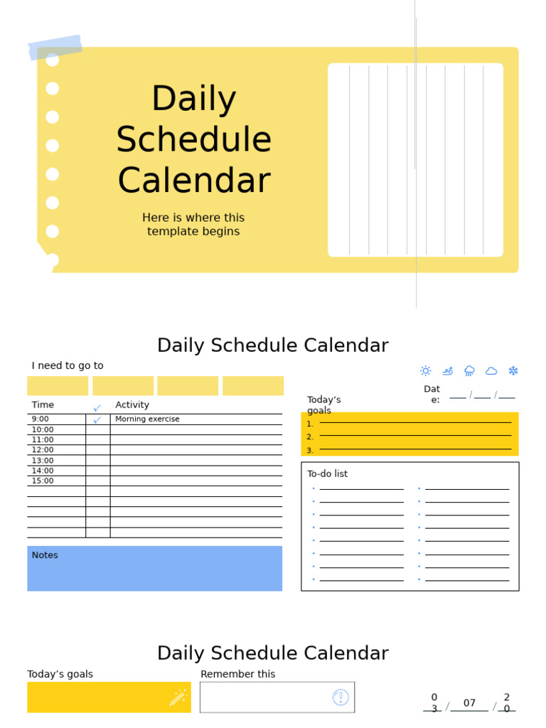 Daily Schedule Calendar by Slidesgo | PDF | Meal | Time Management