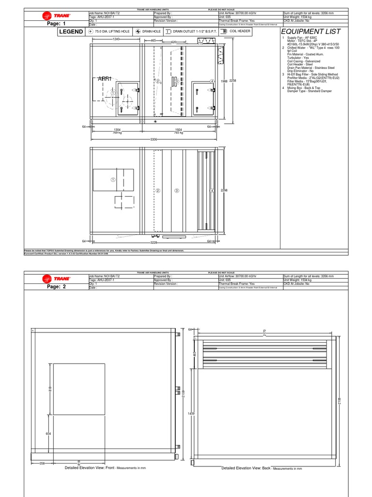 AHU CLCP Dimension Drawings | PDF