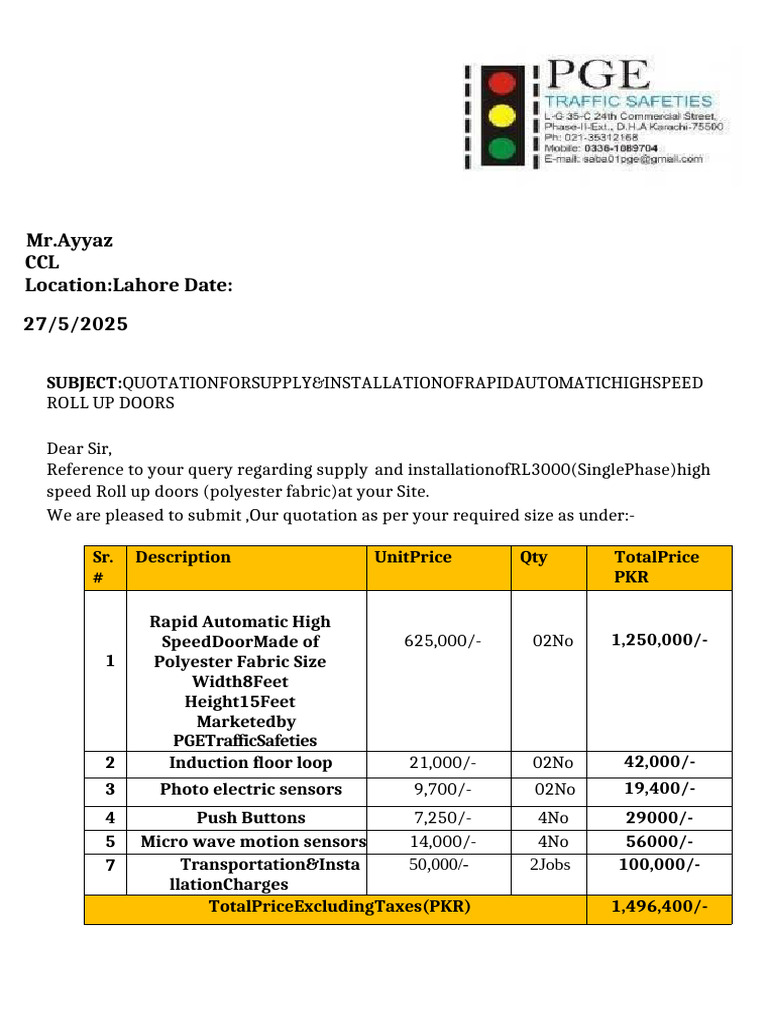 27 May Ayaz High Speed Quote | PDF
