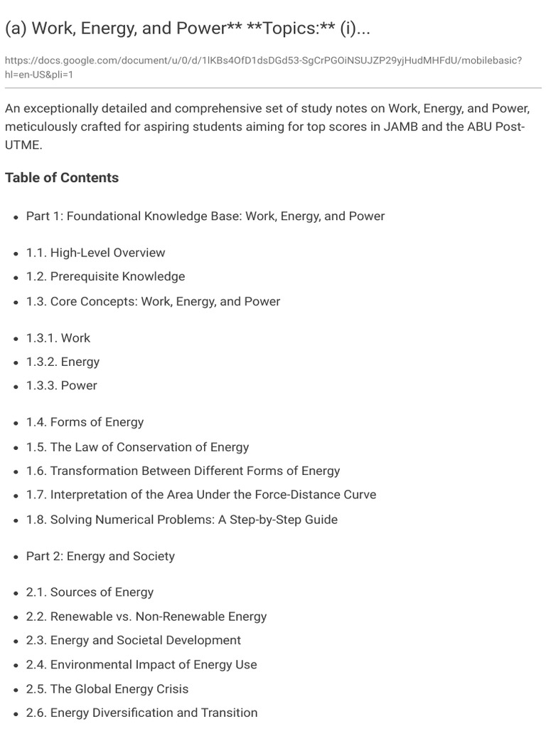 Work, Energy, and Power Study Guide | PDF | Force | Energy Development