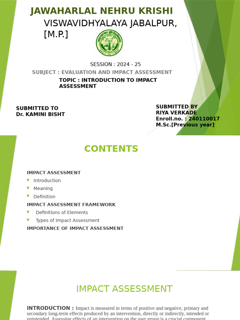 Evaluation and Impact Assessment Ppt. RIYA-1 | PDF | Evaluation | Monitoring And Evaluation