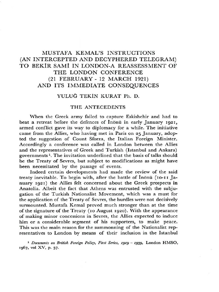 1921 MKA Diplomacy | PDF | Mustafa Kemal Atatürk | Turkey