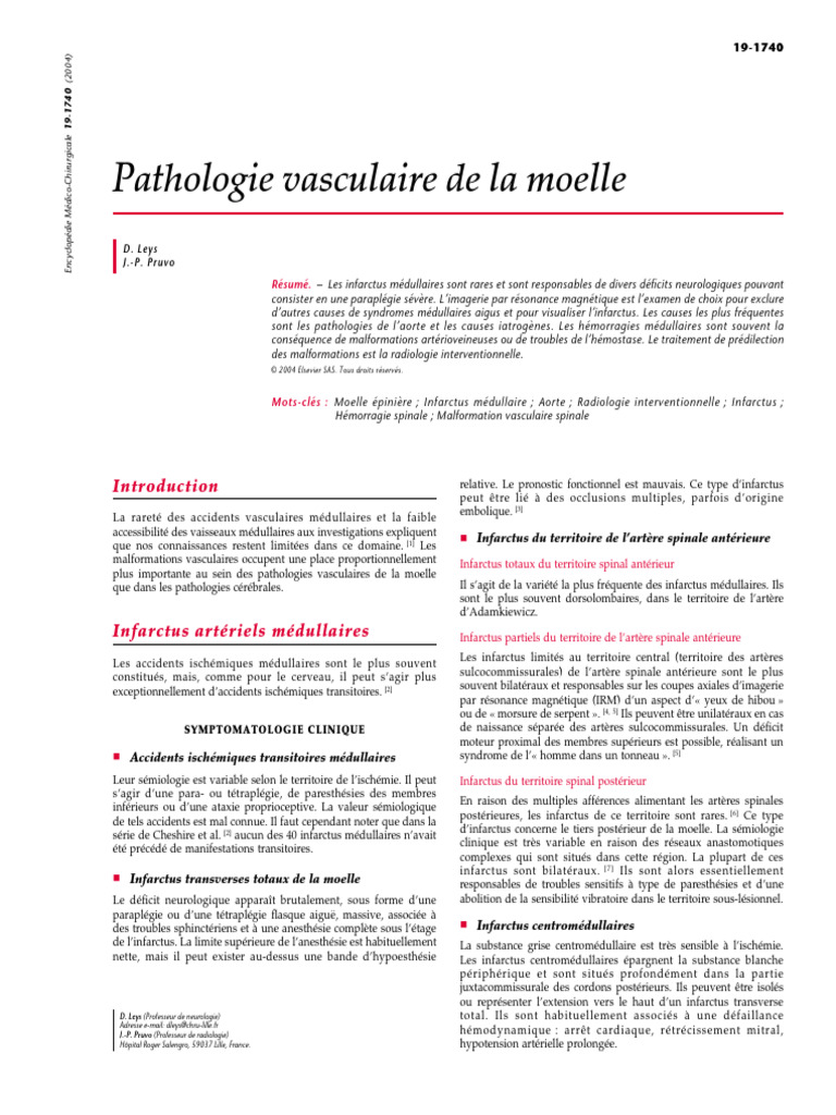 Pathologie Vasculaire de La Moelle | PDF | Aorte | Infarctus du myocarde