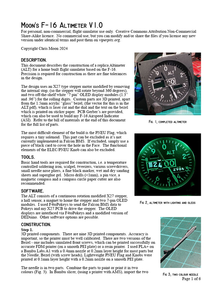 Moon's F-16 Altimteter Build Instructions V1.0 | PDF