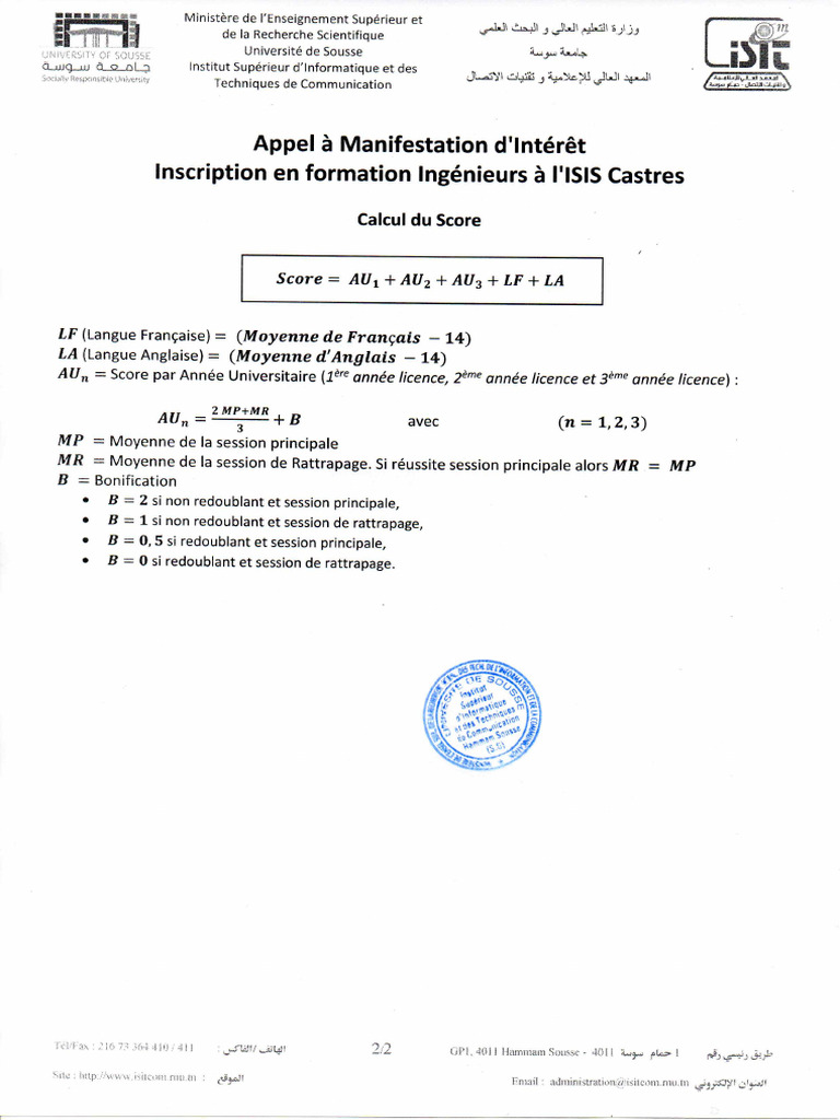 Calcul de Score | PDF