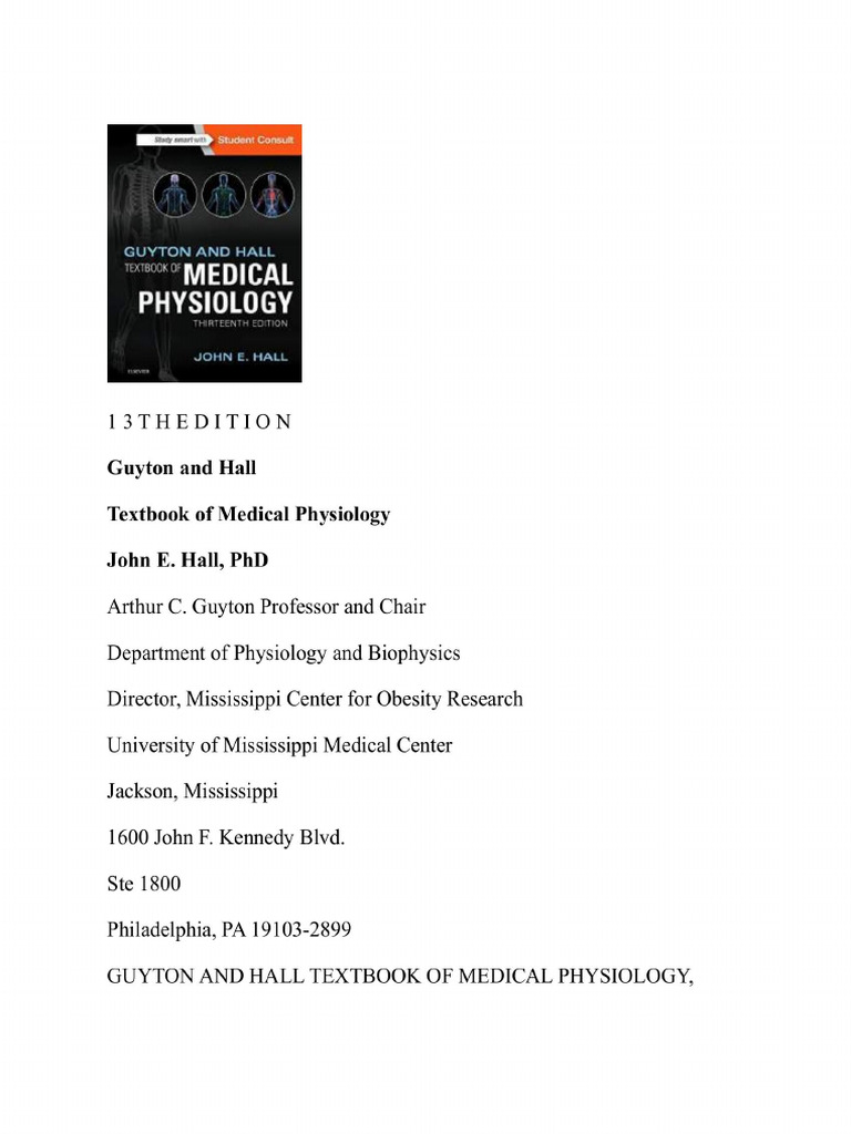 Guyton and Hall Physiology 13th Edition PDF | PDF
