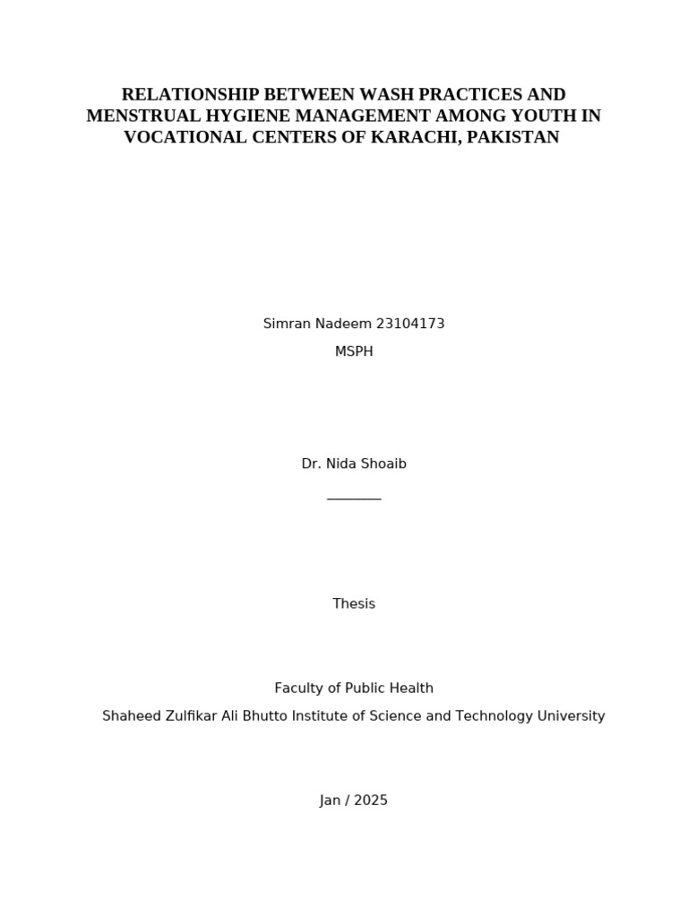 Interim Progress Report | PDF | Wash | Menstruation