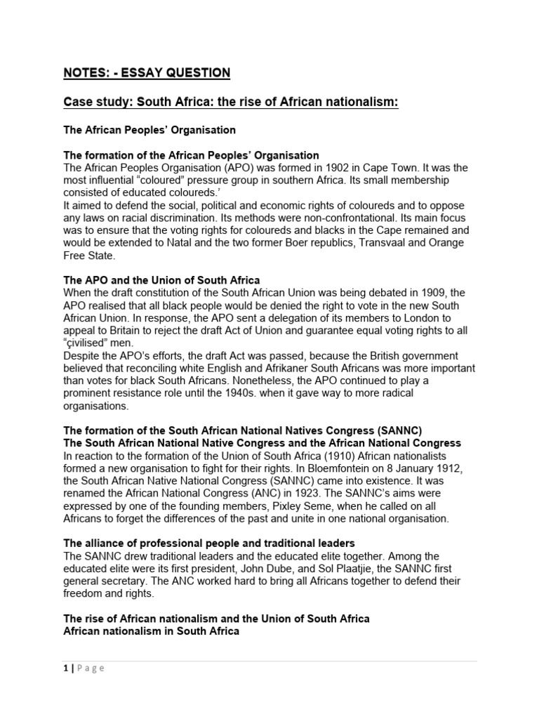 Rise of African Nationalism in South Africa | PDF | African National ...