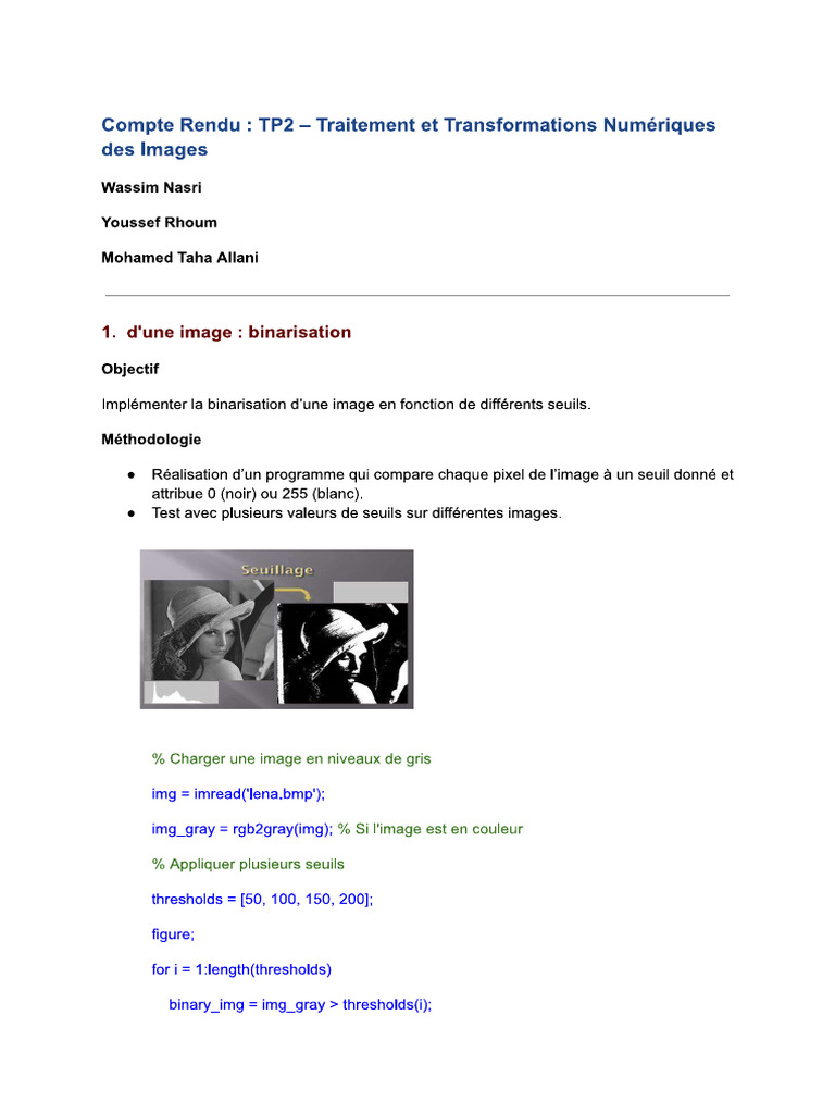 Compte Rendu TP2 | PDF